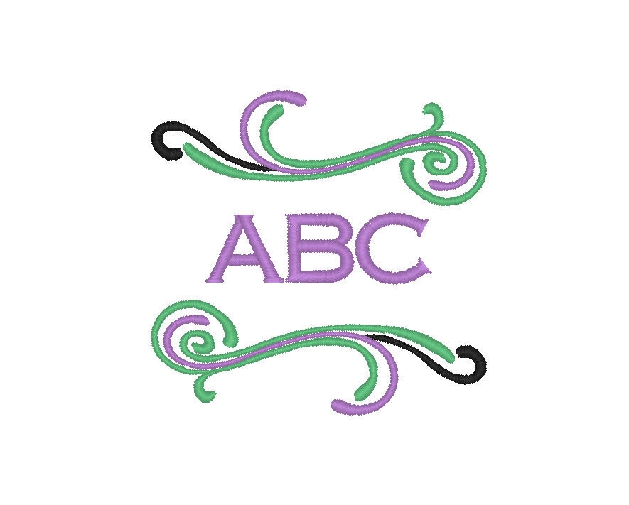 Embroidery Design Fancy Two Color Flourish for Linens and | Etsy