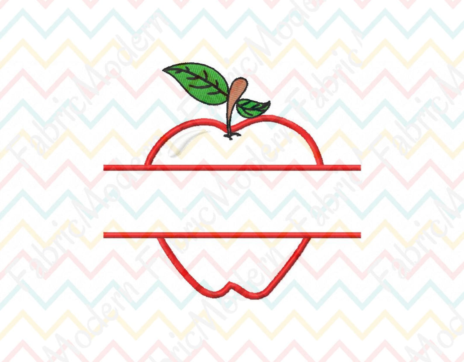 APPLE SPLIT MONOGRAM Frame Machine Embroidery Design Apple - Etsy