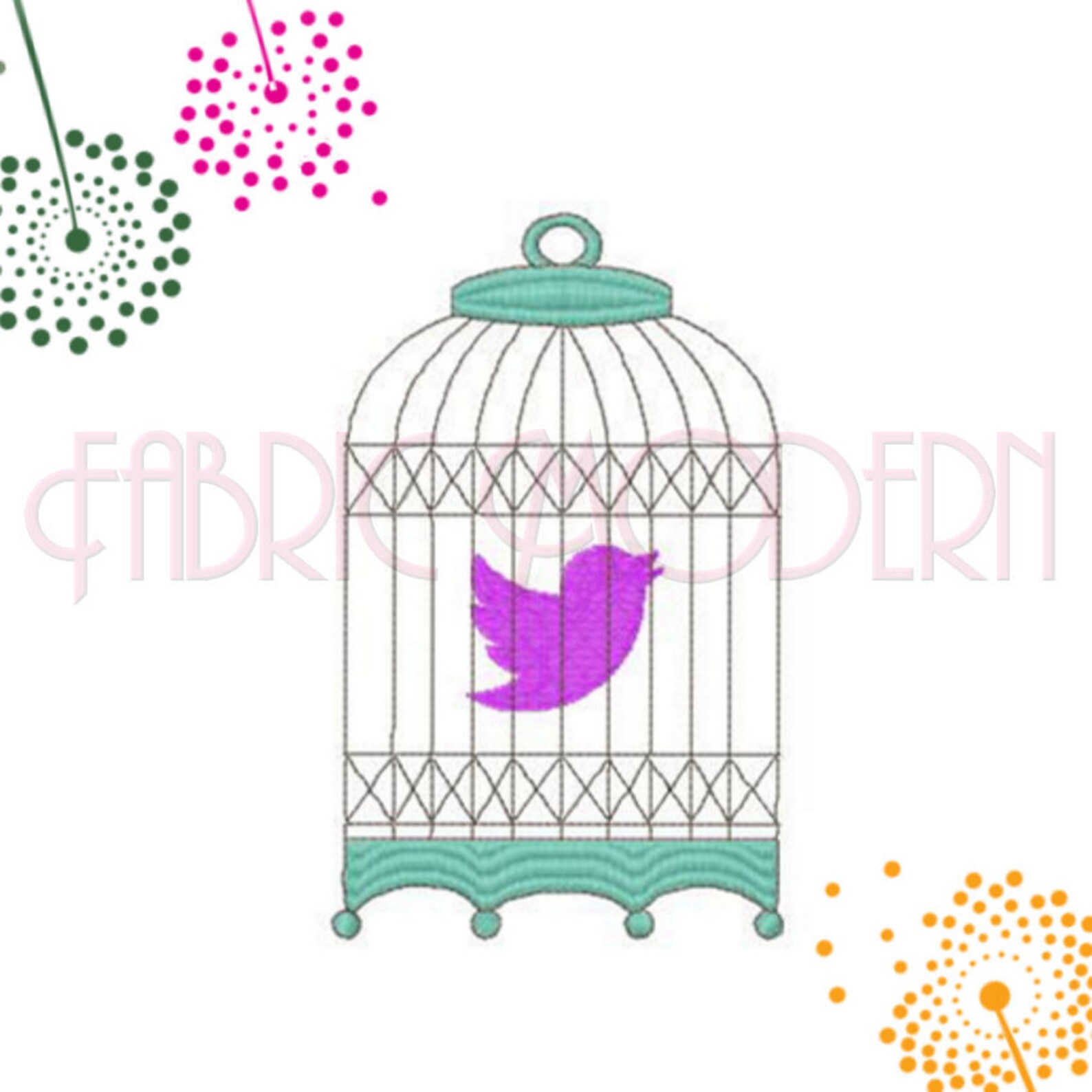 Victorian Bird Cage Embroidery Design Six Designs Plus Birds Vintage ...