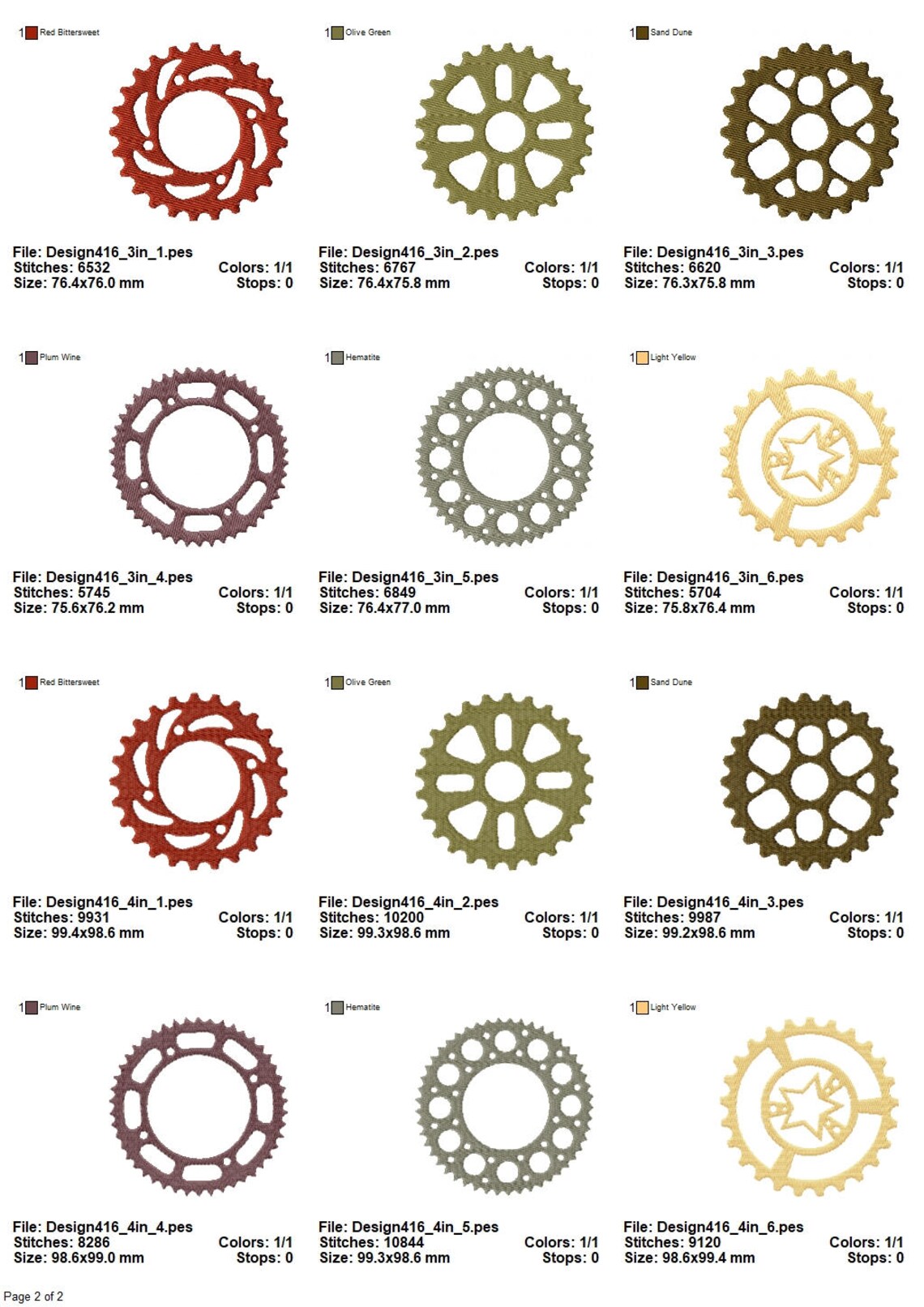 SPROCKETS AND GEARS Embroidery Design Gears Embroidery | Etsy