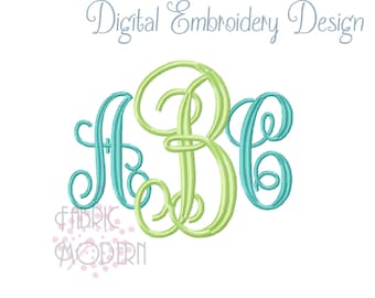 APPLIQUE' VINE MONOGRAM Embroidery Font Design 4 Inches - Etsy