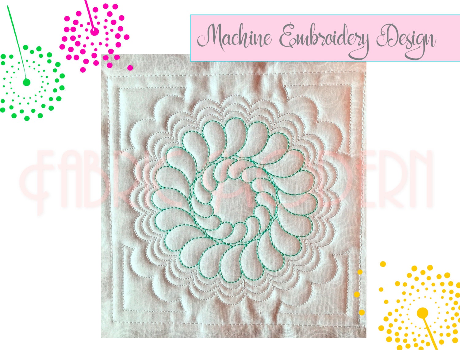 Quilting Swirls Quilt Block Round Embroidery Design Quilt | Etsy