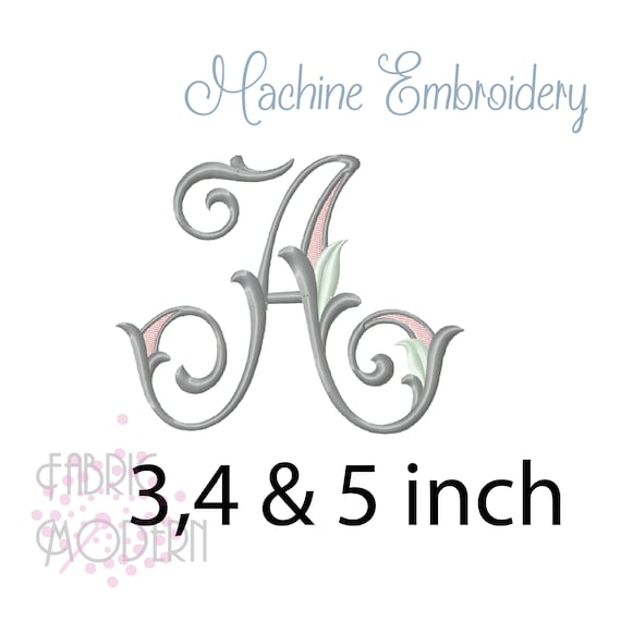 Letter A MONOGRAM Embroidery Design Large Vintage Single | Etsy