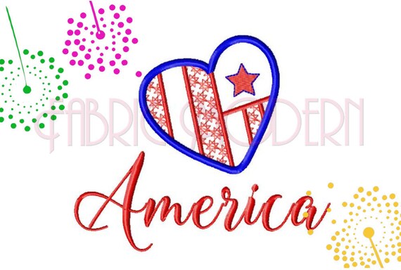 America Machine Embroidery Design Applique' 5x7 and 6x8 | Etsy