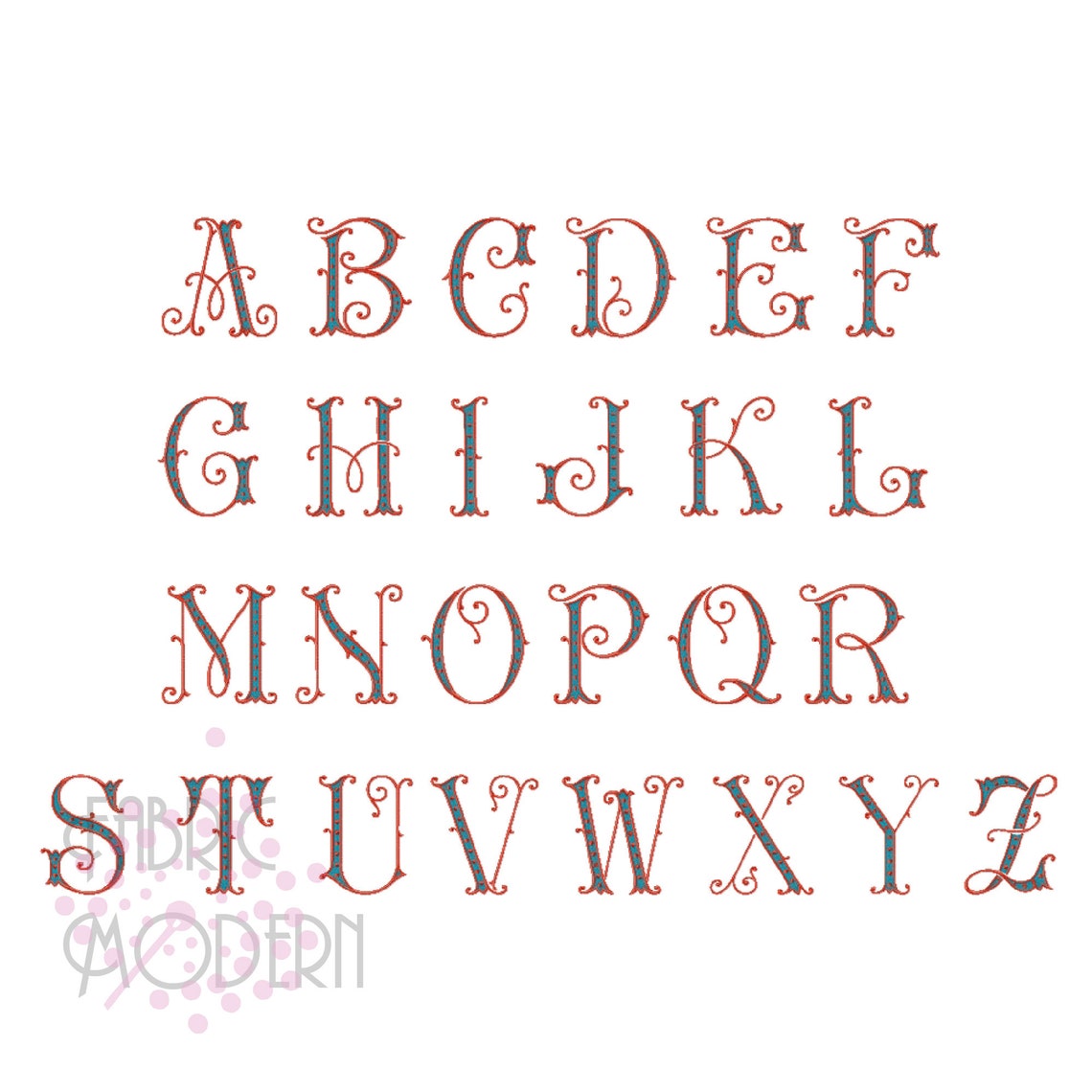 Arabian Nights Two Color Monogram Machine Embroidery Font Alphabet ...