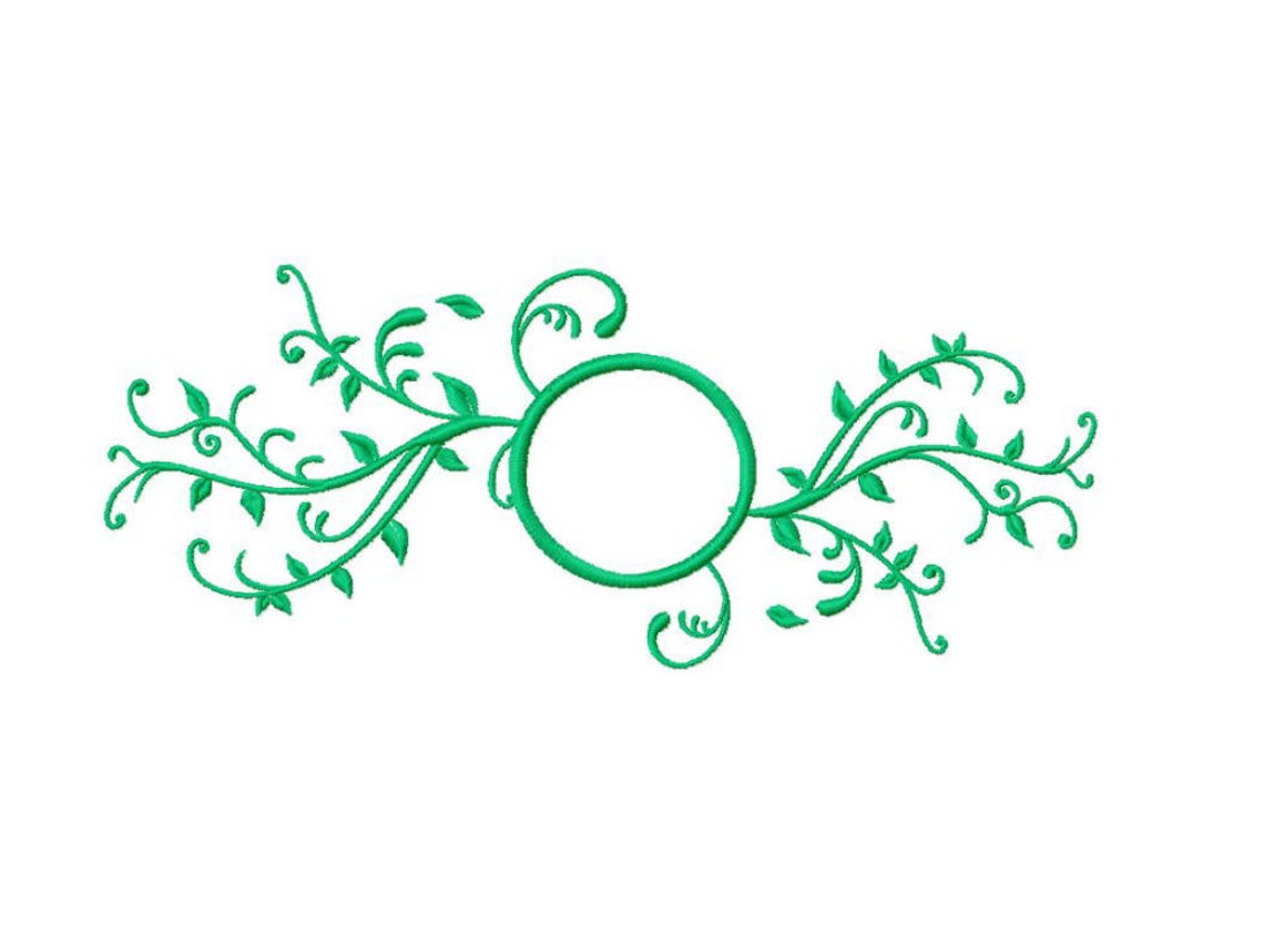 Vine Monogram Frame Round Machine Embroidery Design Foliage Leaves ...