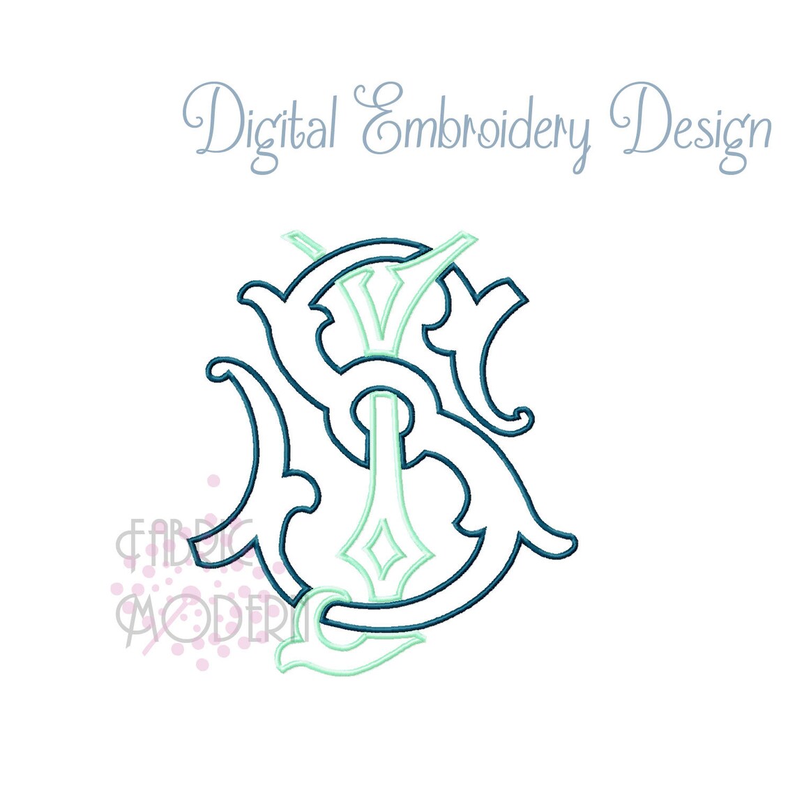 JS MONOGRAM Embroidery Design Large Vintage Two Letters - Etsy