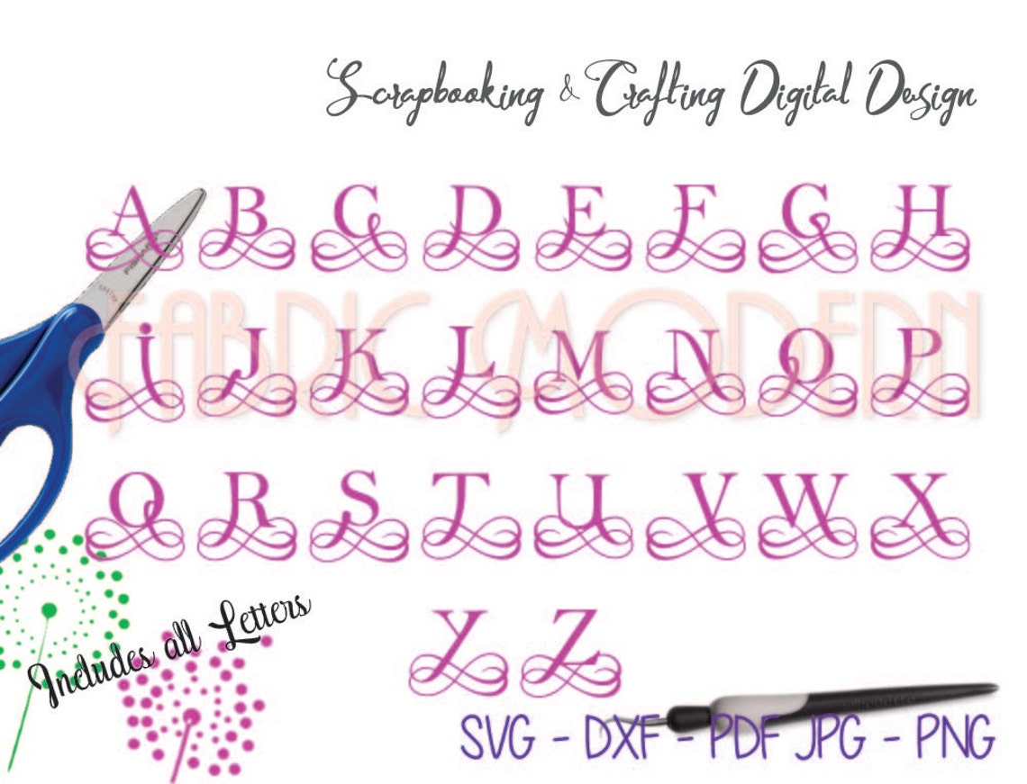 SVG MONOGRAM Silhouette Font Swash Font Fancy Font Cricut Svg | Etsy