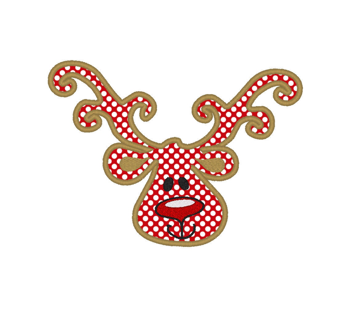 Applique' Embroidery Design Rudolph the Red Nosed Reindeer #323 - Etsy
