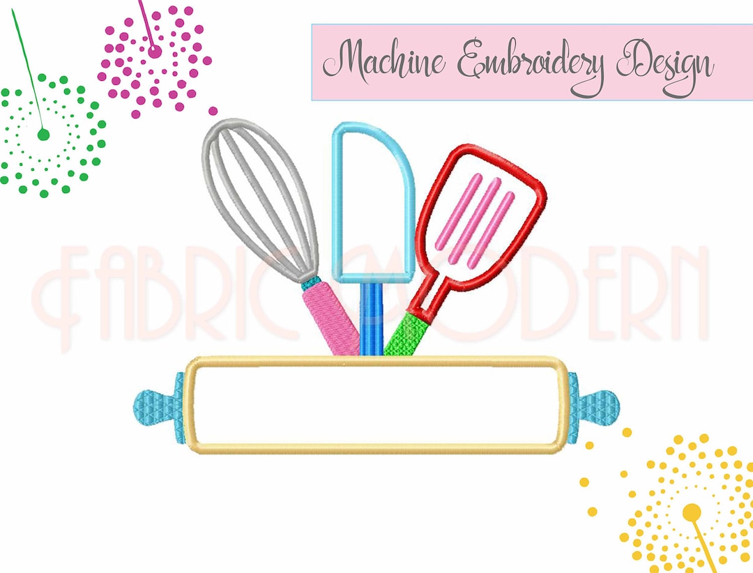 Little Baker Name Frame Machine Embroidery Pattern Applique' 4x4, 4x6 ...