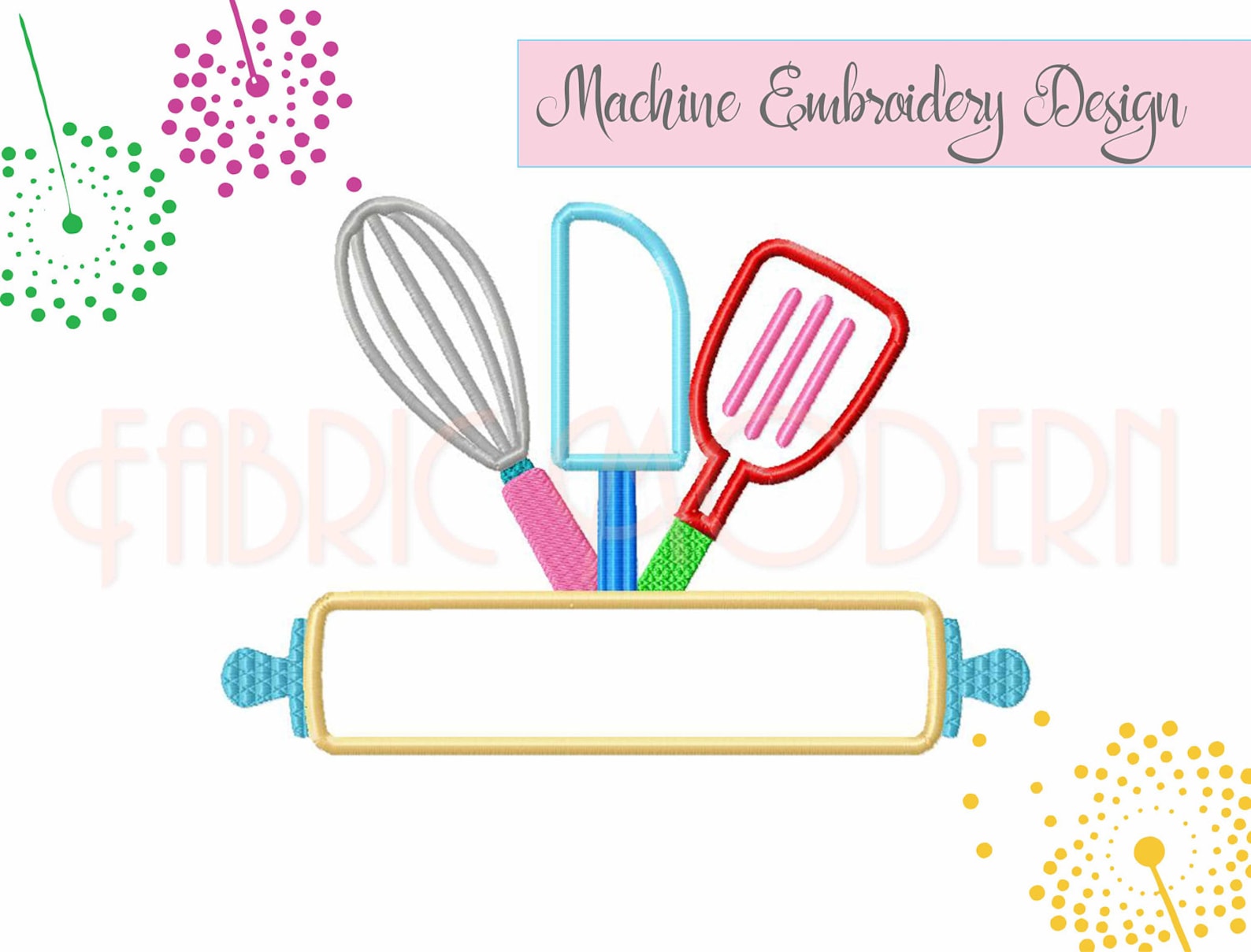 Little Baker Name Frame Machine Embroidery Pattern - Etsy