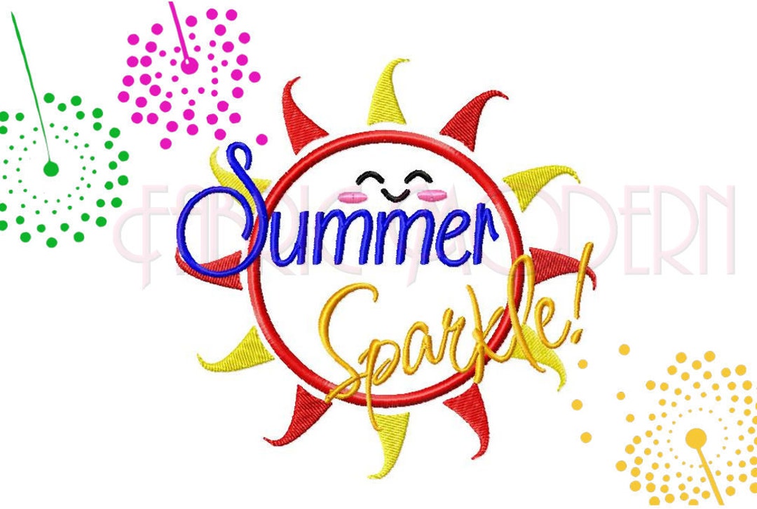 SUMMER SPARKLE Machine Embroidery Design Applique' 5x7 and 6x8 Kid ...