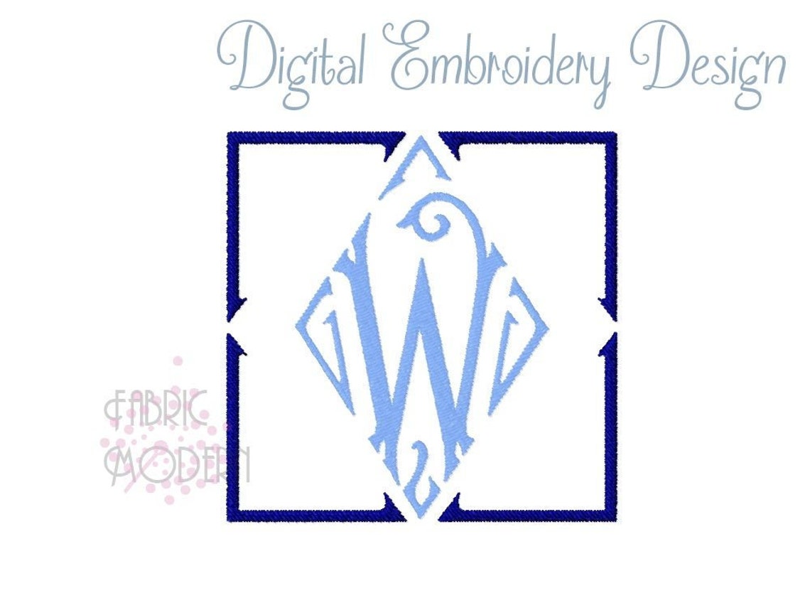 Diamond Monogram Font Embroidery Design Fancy Square Monogram - Etsy