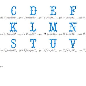 FISHTAIL FONT Embroidery Font Design 1" 1.5" and 2" All Letters ...