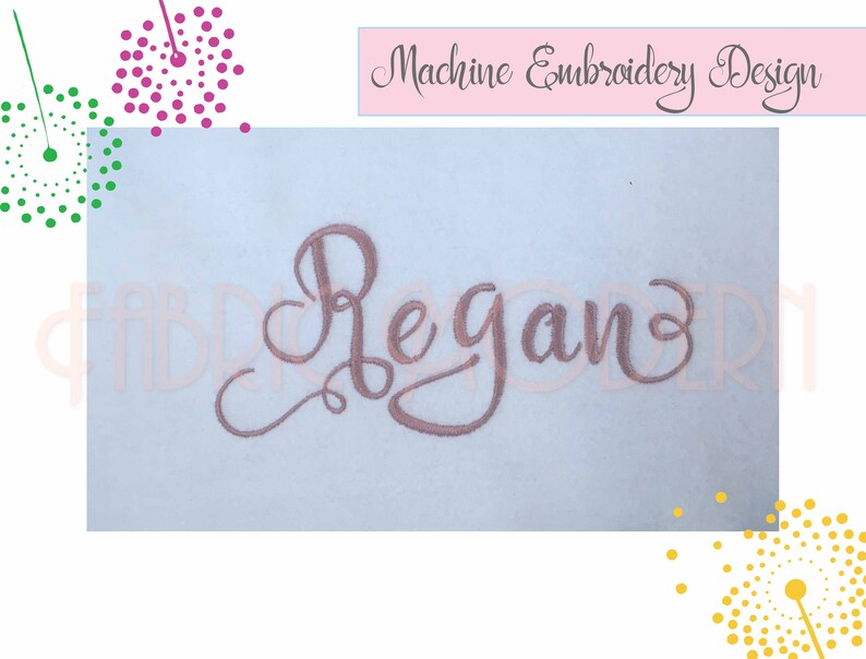 Regan SCRIPT FONT With Ligatures Embroidery Design 2 Inch - Etsy