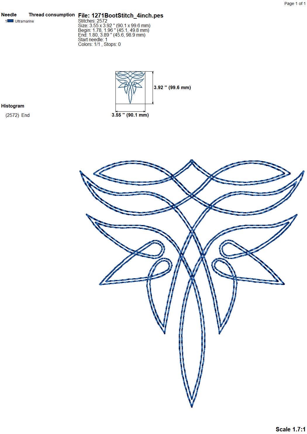 Western Cowboy Boot Toe Stitch Pattern Machine Embroidery Design - 9 ...