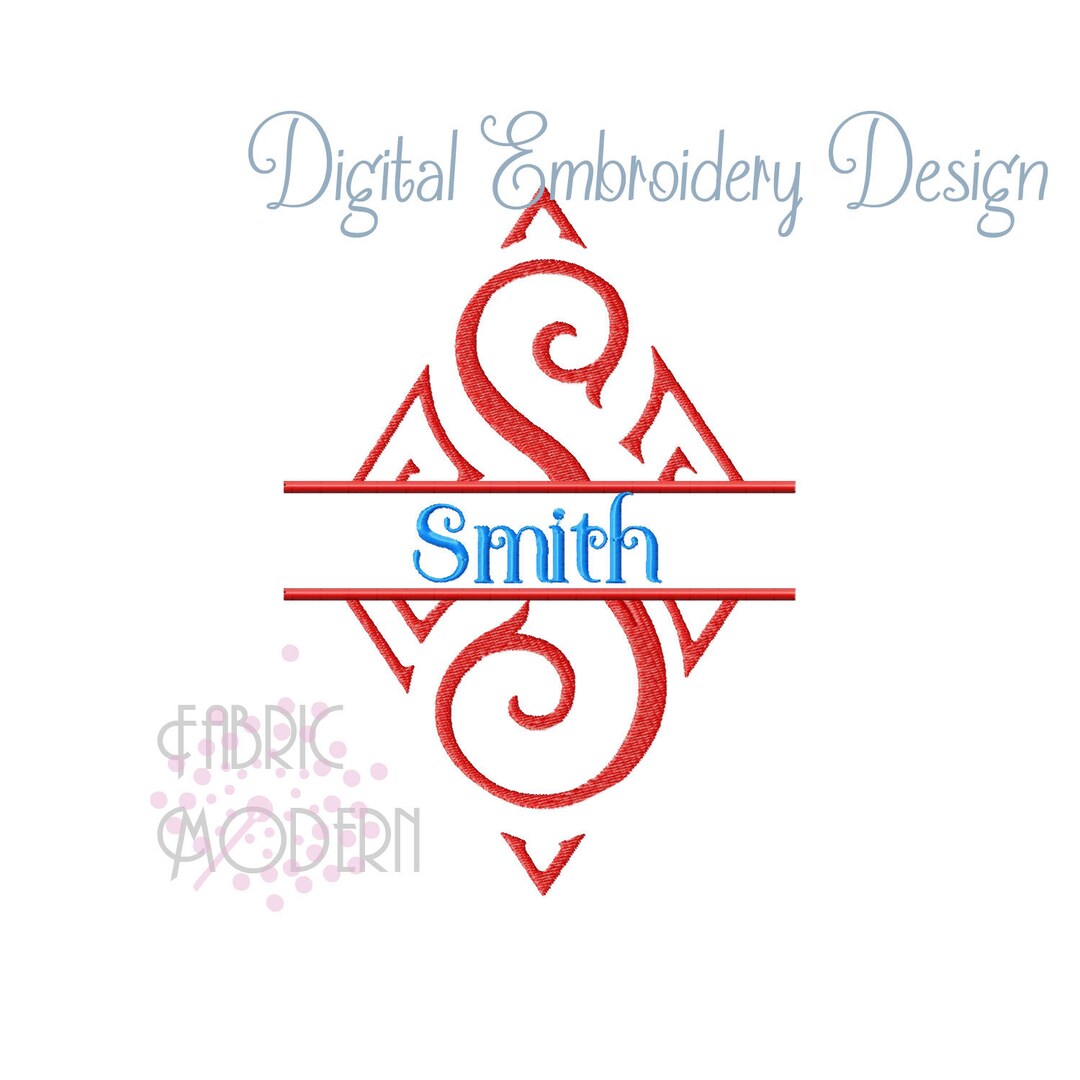 Split Font Monogram Embroidery Diamond Monogram 6x8 Hoop #1042 - Etsy
