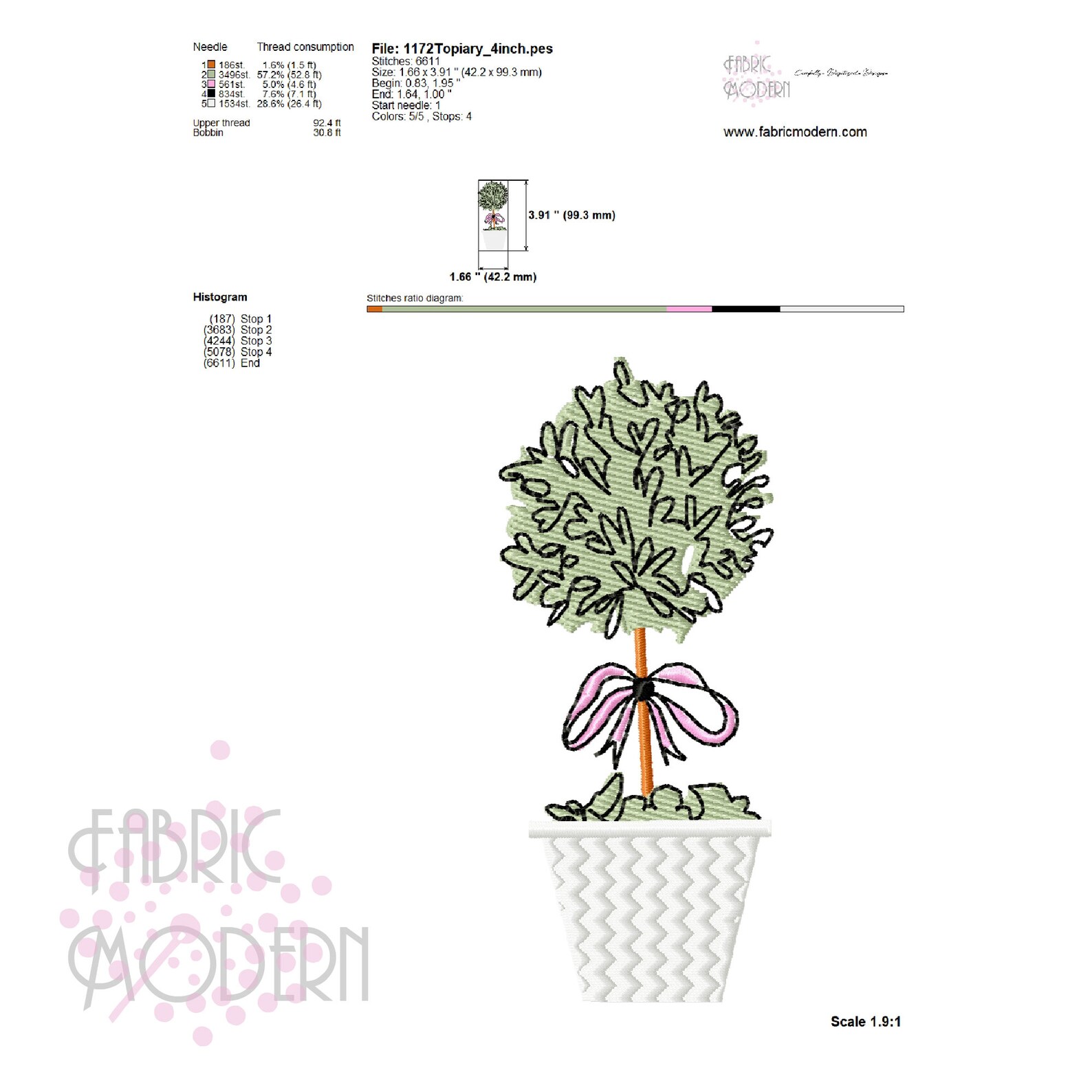 Topiary Tree in Pot Embroidery Design 1172 - Etsy