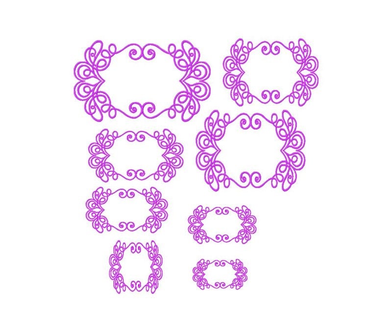 MONOGRAM FRAME Machine Embroidery Design Vintage Feel Multiple - Etsy