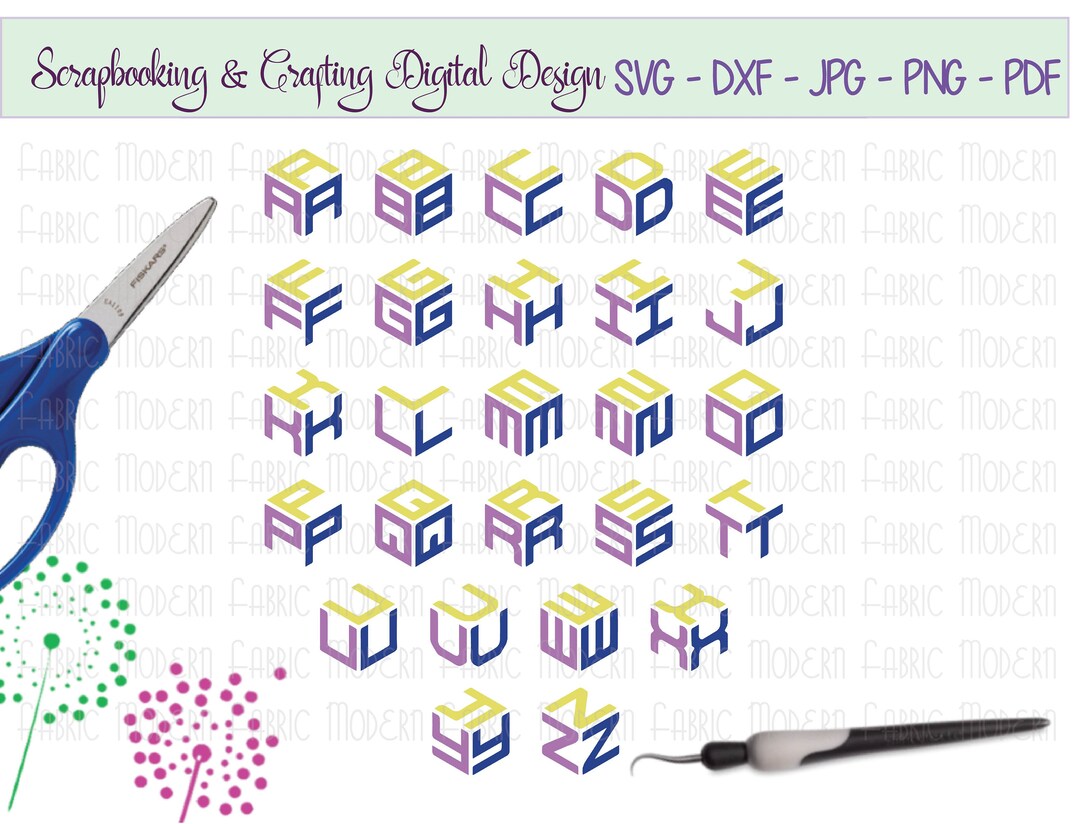 Cube Monogram SVG Font SVG Font Block Font 3D Font Silhouette Design ...