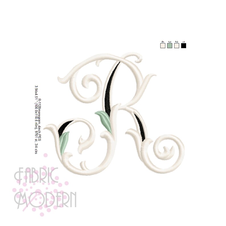 Letter R MONOGRAM Embroidery Design Large Vintage Single - Etsy