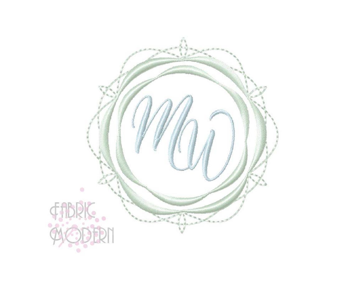 Round Monogram Frame Wedding Monogram Frame Wreath Embroidery - Etsy