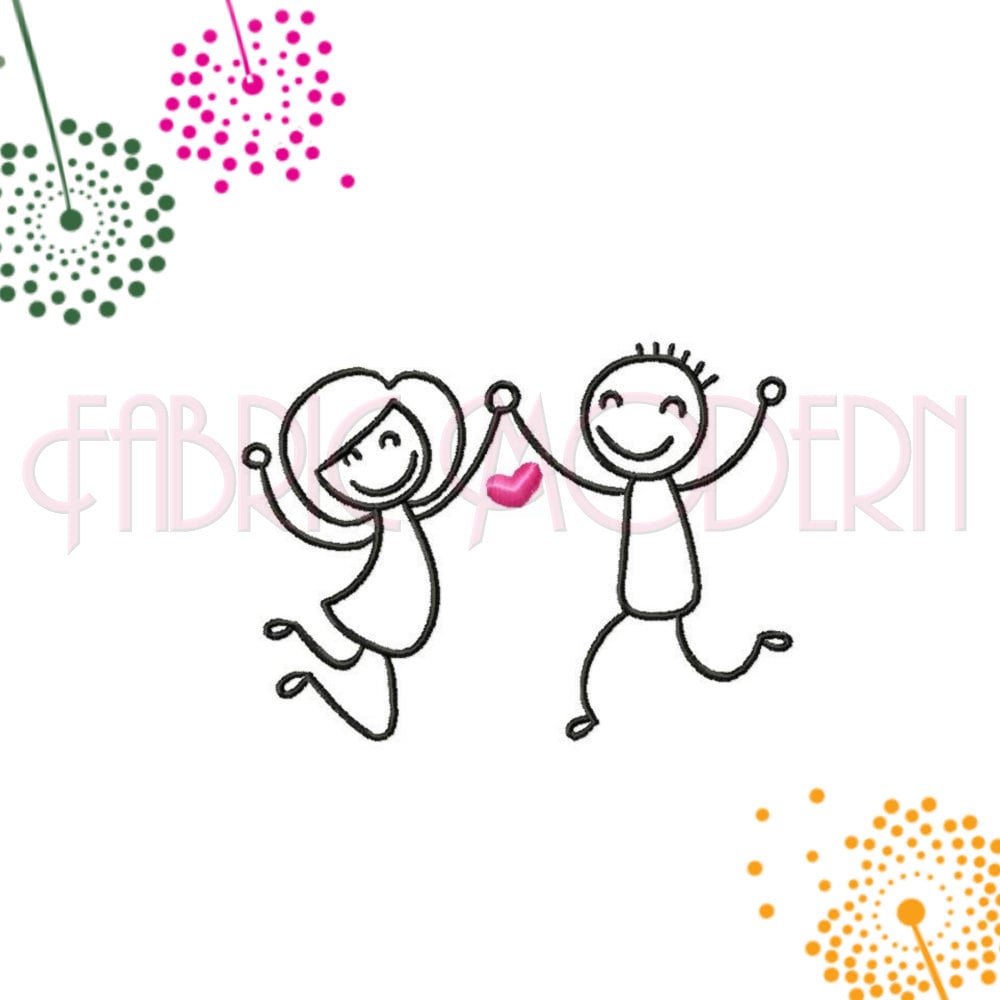 Cute Stick Girl Pattern Happy Girl Embroidery Design Stick Girl Pattern ...