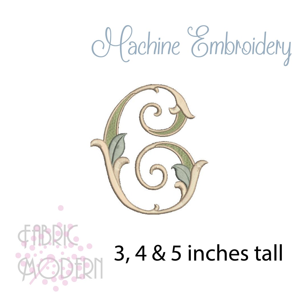 Letter C MONOGRAM Embroidery Design Large Vintage Single #1128-C - Etsy