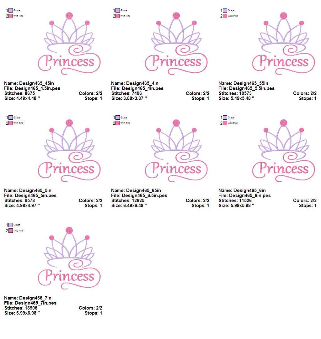 PRINCESS Machine Embroidery Design Fancy Script - Etsy