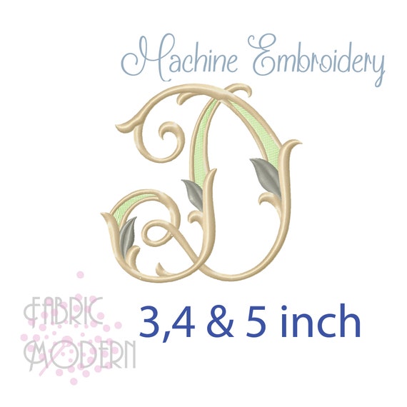 Letter D MONOGRAM Embroidery Design Large Vintage Single - Etsy