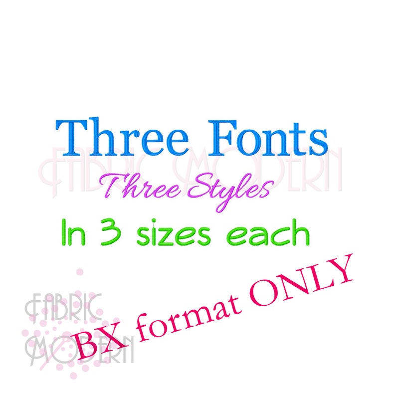THREE FONTS 3 Sizes Each BX Embroidery Font Design 557 - Etsy