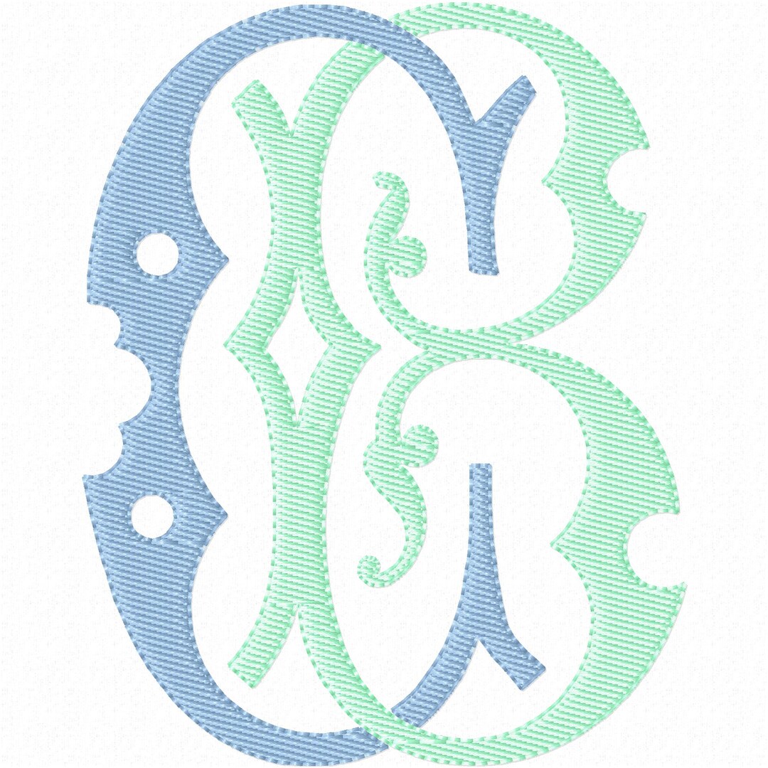 BC CB Double MONOGRAM Embroidery Design Antique Two Letter Design - Etsy