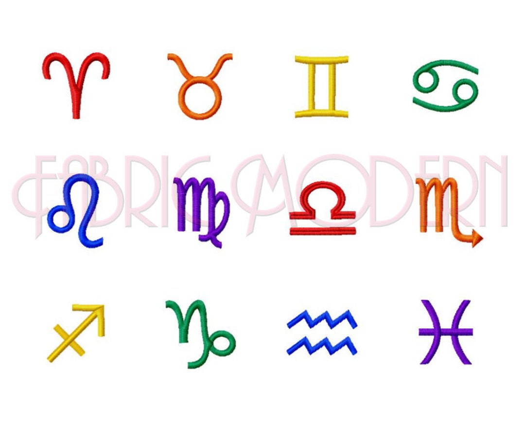 ZODIAC ASTROLOGY Embroidery Design Font, 3 Sizes, Pattern, Machine ...