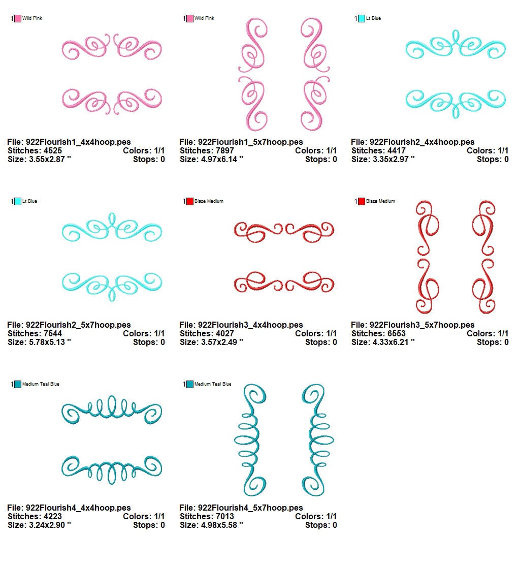 SPLIT MONOGRAM FRAMES Machine Embroidery Design Flourish Swash | Etsy