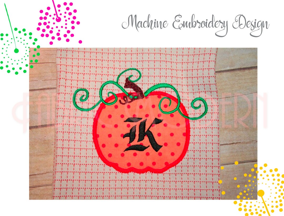 PUMPKIN Applique' Embroidery Design Halloween Thanksgiving Monogram ...