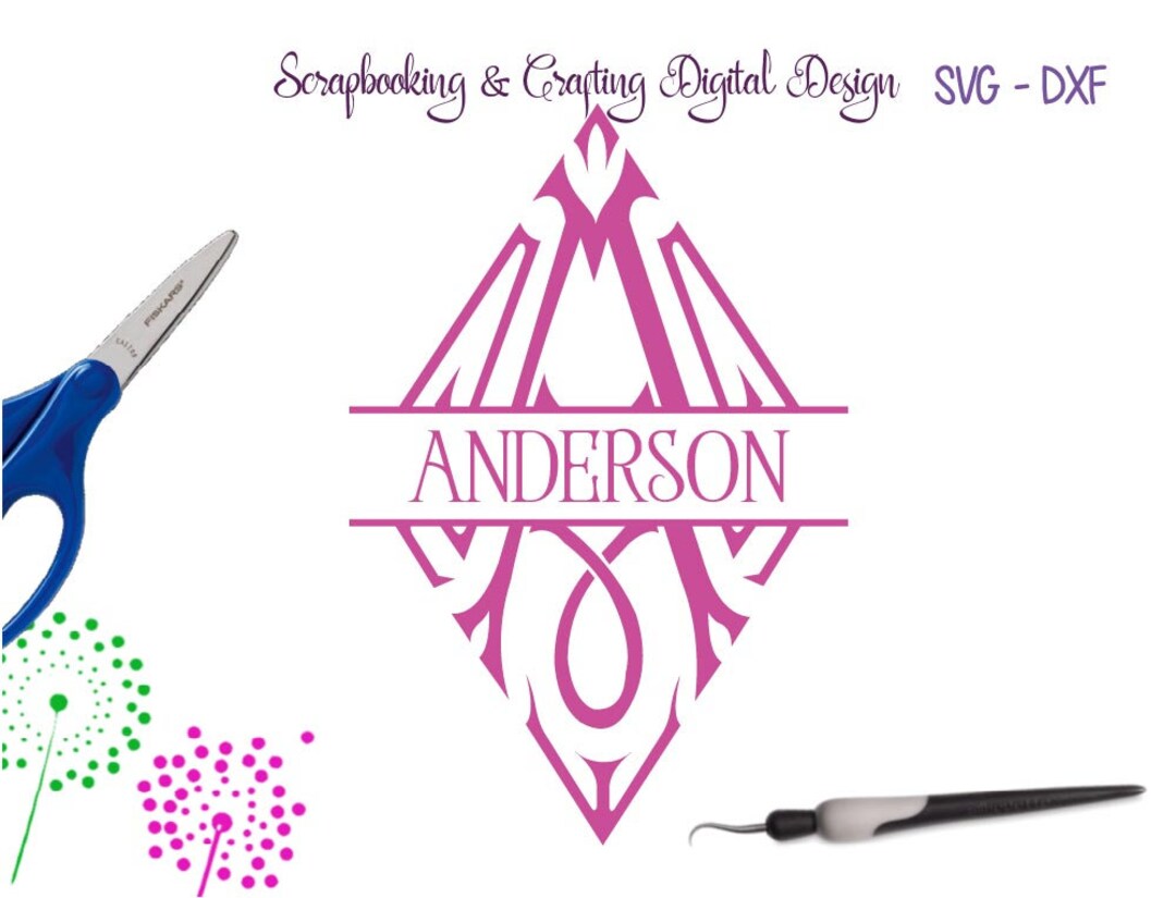 EXCLUSIVE Elegant Diamond Split Monogram SVG & DXF Font Cut Files - Etsy