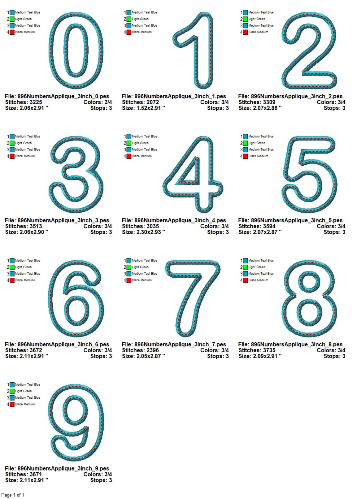 Applique Numbers rounded numbers numerals 0 through 9 | Etsy