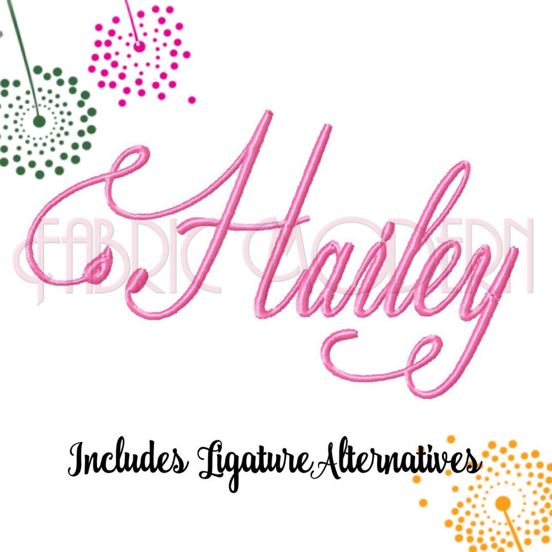 2 Inch Hailey SCRIPT FONT With Alternatives Embroidery Fonts Embroidery ...