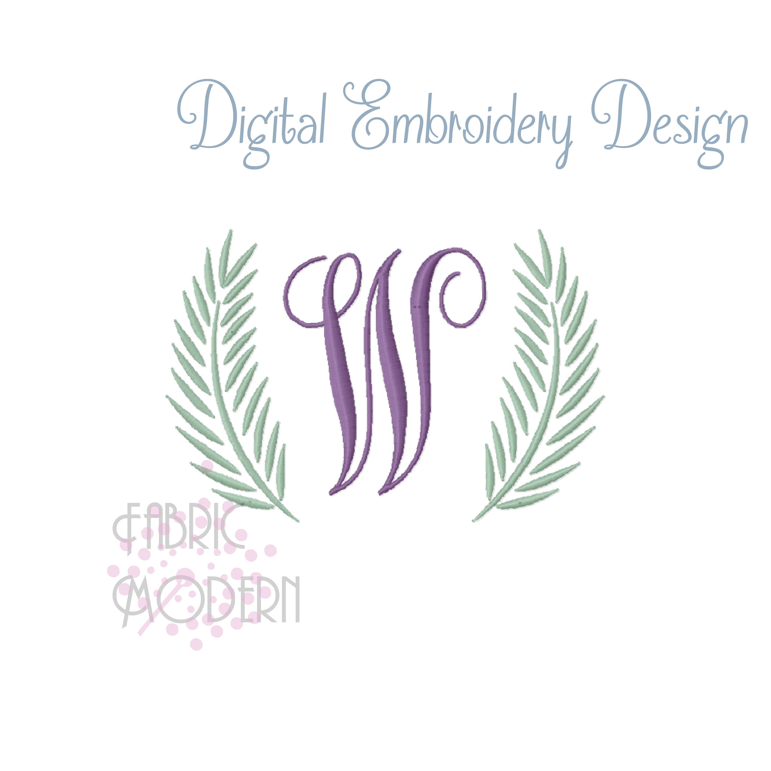 Palm leaf monogram wreath embroidery design monogram frame | Etsy