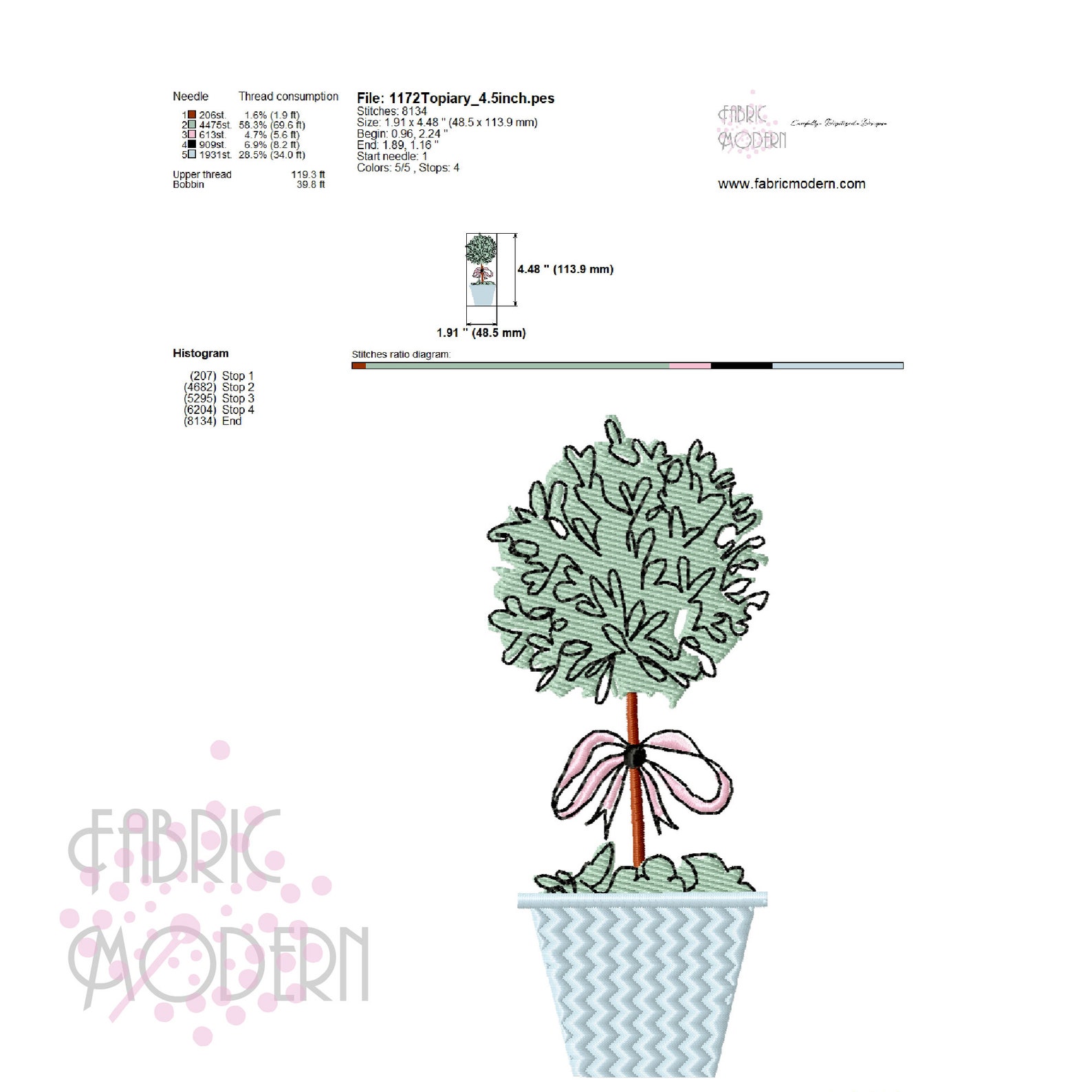 Topiary Tree in Pot Embroidery Design 1172 - Etsy