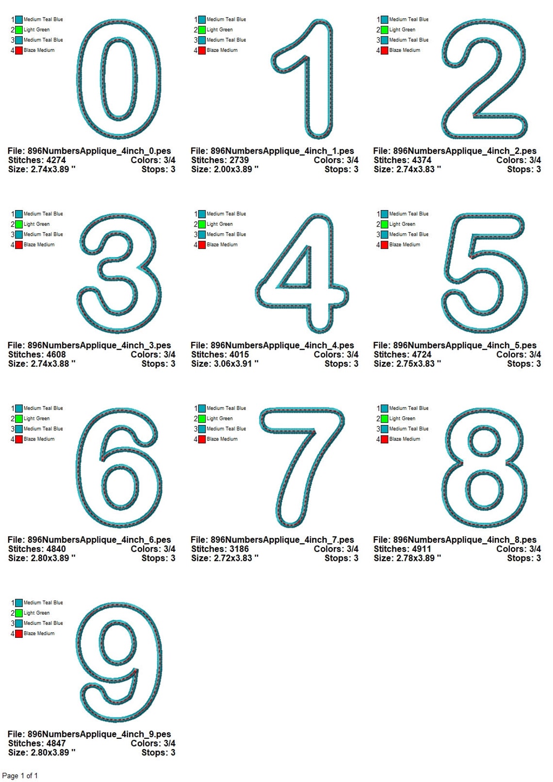 Applique Numbers rounded numbers numerals 0 through 9 | Etsy