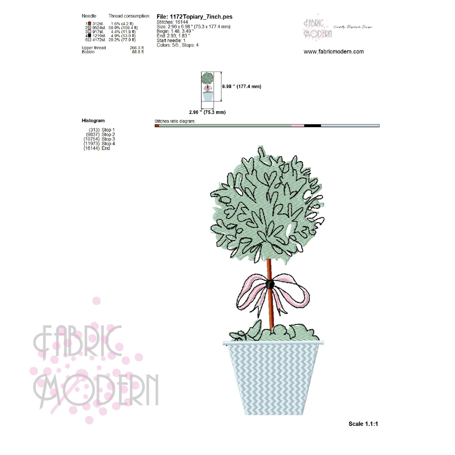 Topiary Tree in Pot Embroidery Design #1172 - Etsy