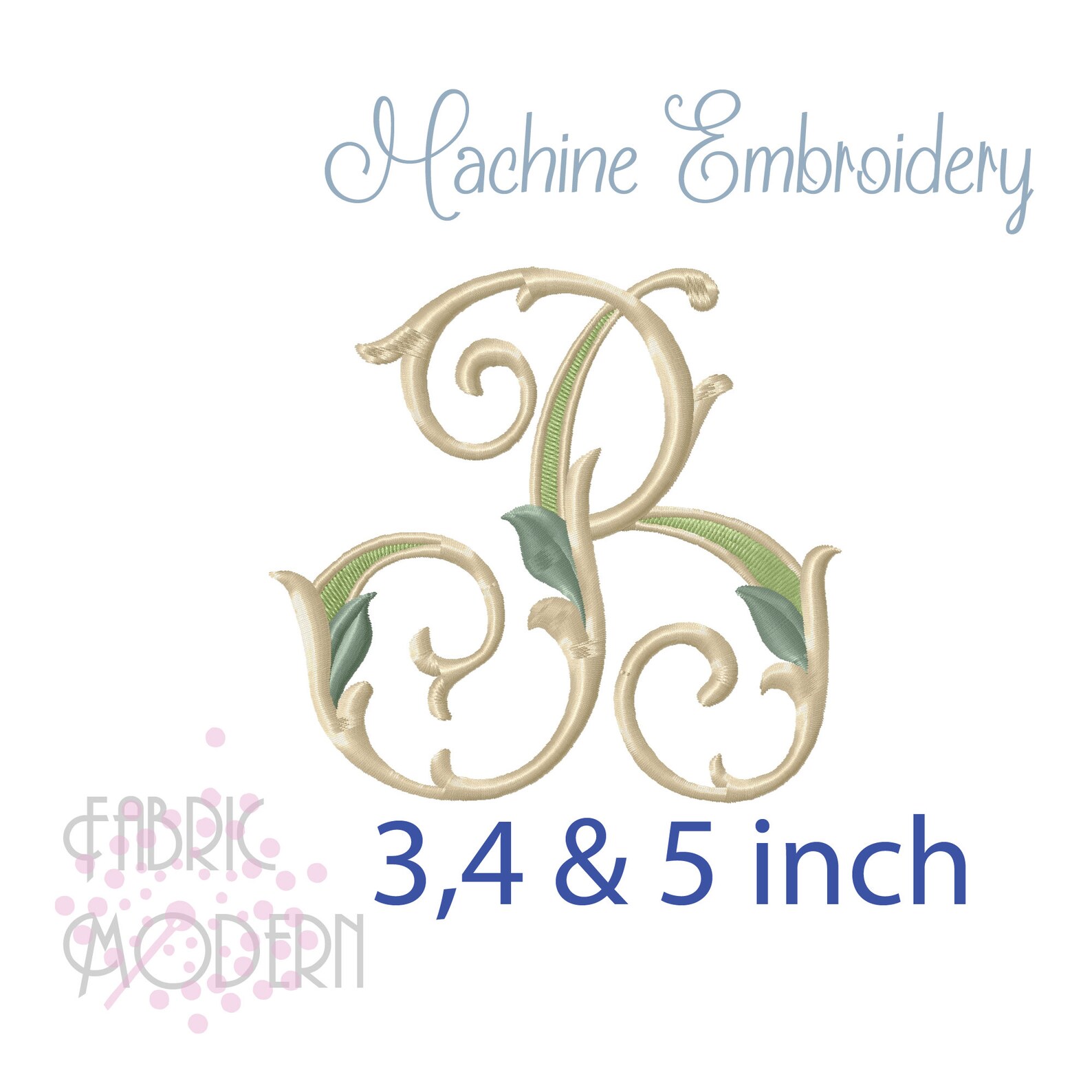 Letter B MONOGRAM Embroidery Design Large Vintage Single - Etsy