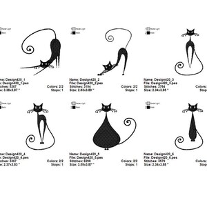 CATS Embroidery Design Six Modern Cats Specially for 4x4 Kitty Cat ...