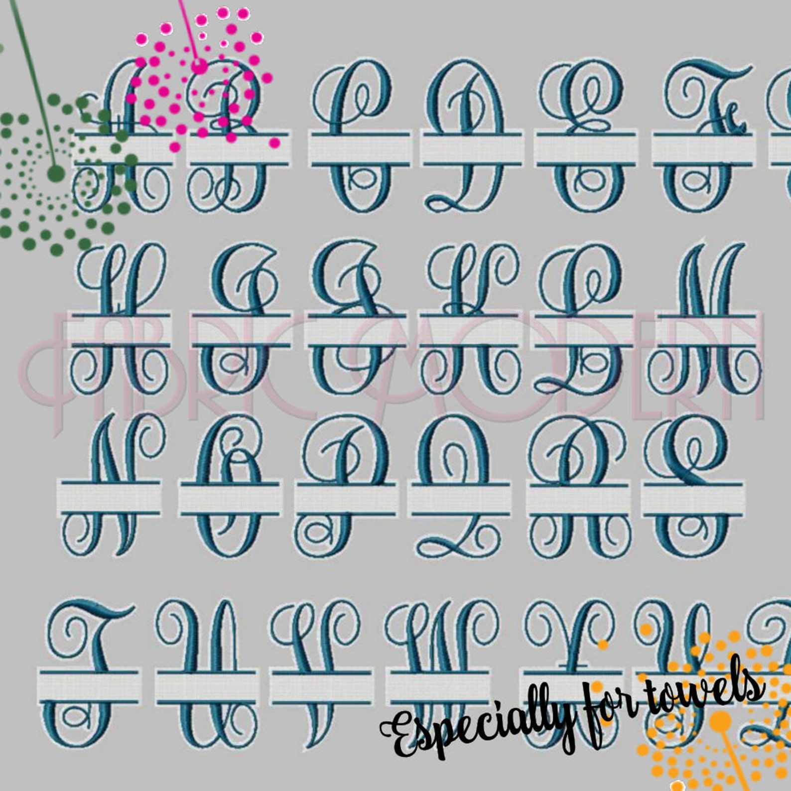 VINE SPLIT MONOGRAM Embroidery Design Embroidery Font Design - Etsy