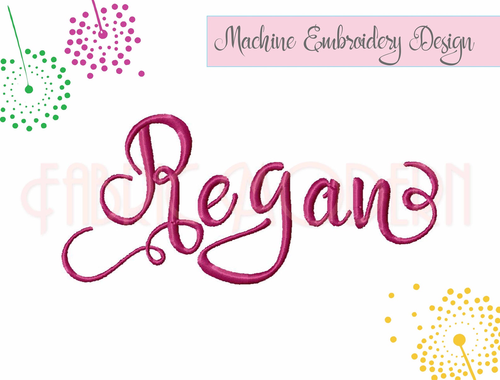 Regan SCRIPT FONT With Ligatures Embroidery Design 2 Inch - Etsy