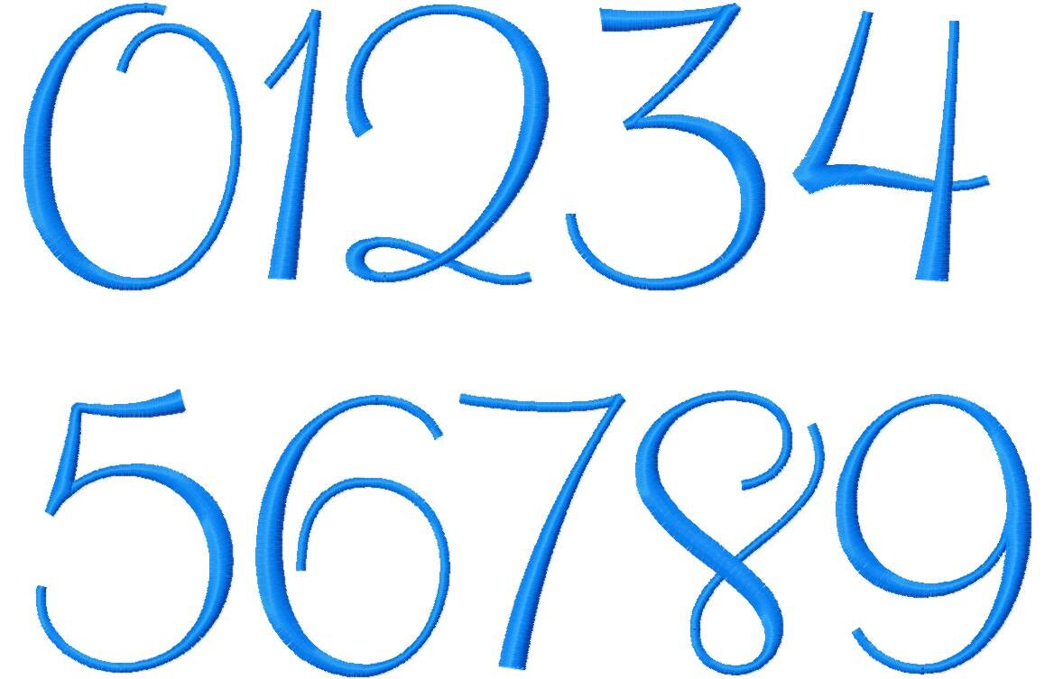 Numbers Embroidery Design Font Numbers 0 Through 9 2 in 3in | Etsy