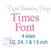 TIMES Embroidery FONT Design Small Embroidery Fonts 1/2 Inch to 1.5 ...
