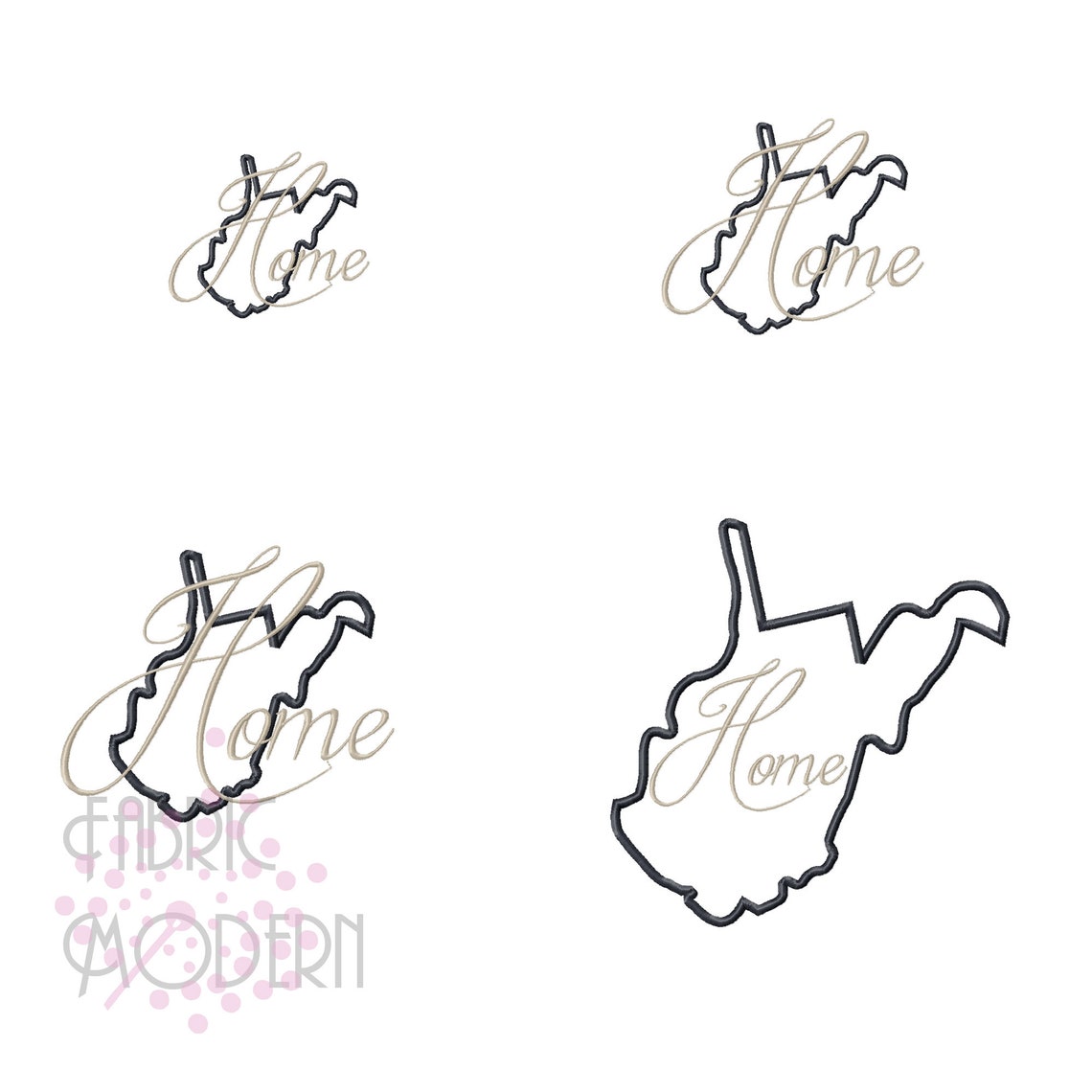 West Virginia HOME State Outline Embroidery Design - Etsy