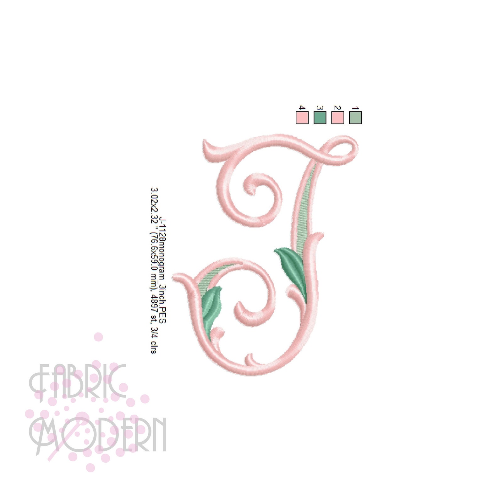 Letter J MONOGRAM Embroidery Design Large Vintage Single - Etsy